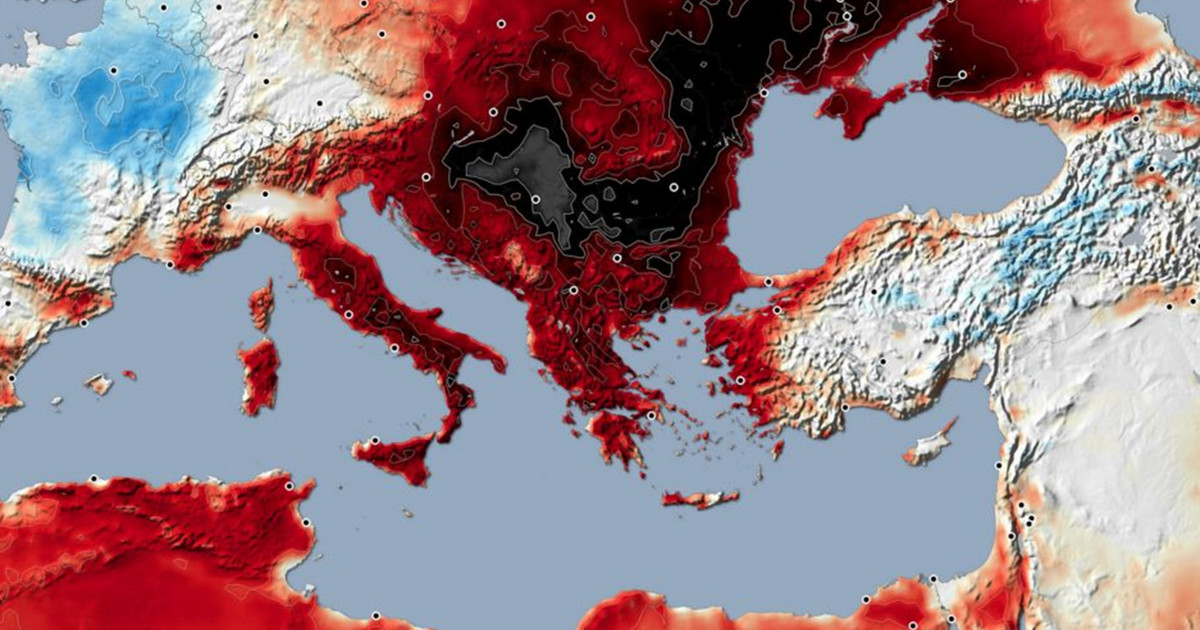 Τα Βαλκάνια φλέγονται από τον καύσωνα, με βαθύ κόκκινο η Ελλάδα στον ...