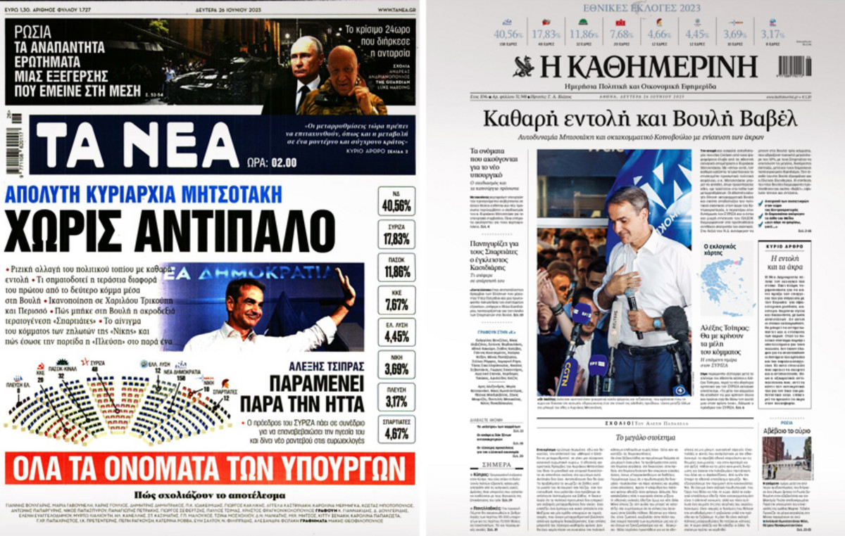 Εκλογές 2023 – Τα πρωτοσέλιδα των εφημερίδων για τον θρίαμβο Μητσοτάκη ...