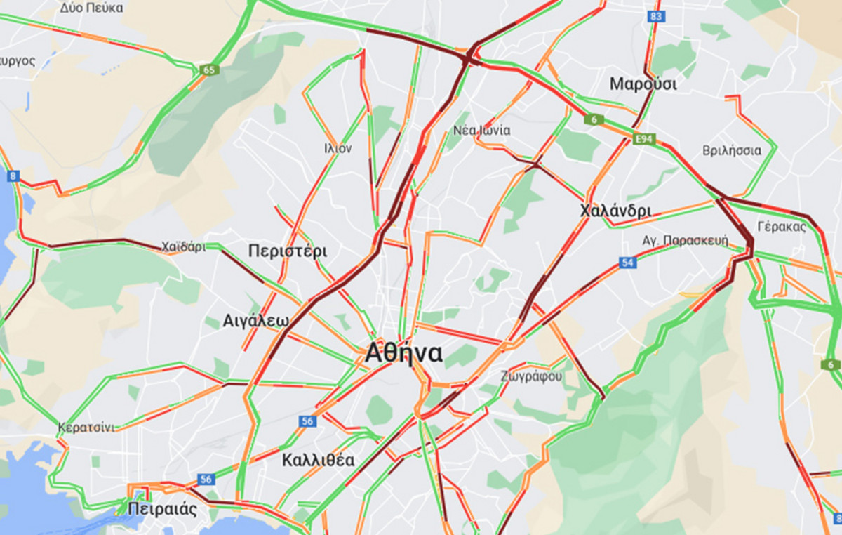 Χάος στους δρόμους, κατακόκκινος ο χάρτης στην Αττική – «Ιστορικό ρεκόρ ...