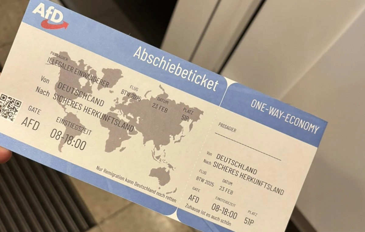 The AfD sent leaflets in the shape of a non-returnable plane ticket to ...
