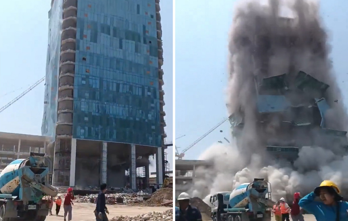 Panic in Myanmar from the powerful 7.7 Richter earthquake - collapsed ...