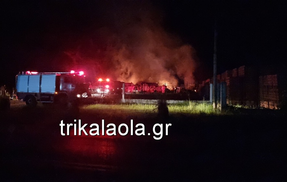 Μεγάλη φωτιά σε εργοστάσιο ξυλείας στα Τρίκαλα – Καταστράφηκαν ...