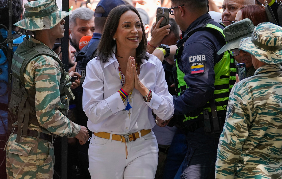 The Nobel laureate leader of the opposition in Venezuela, Maria Machado ...
